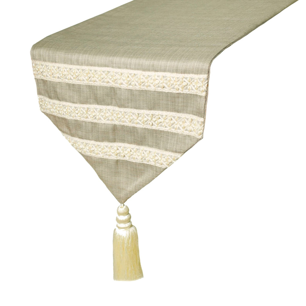 Beige Jute Decorative Table Runner, Pearl Serenade – The HomeCentric