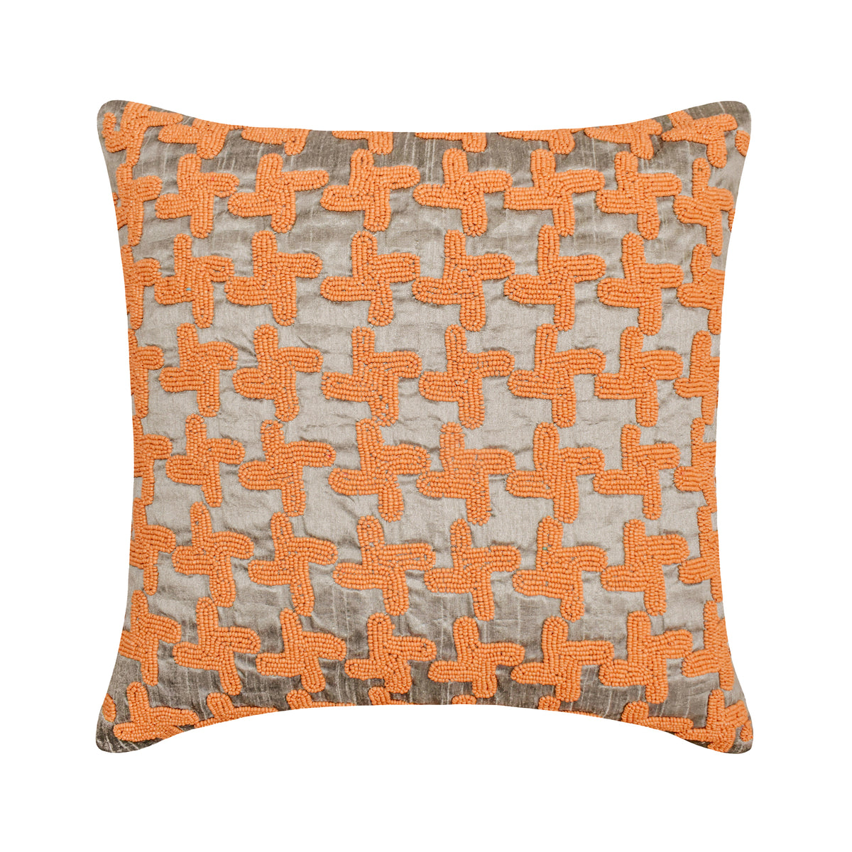 Burnt Orange Beaded Art Silk Throw Pillow Cover, Brick on Brick – The ...