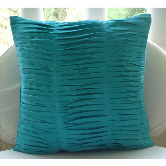 Turquoise Blue Art Silk Throw Pillow Cover, Gentle Waves – The HomeCentric