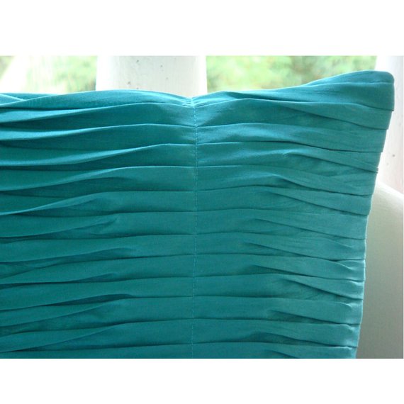 Turquoise Blue Art Silk Throw Pillow Cover, Gentle Waves – The HomeCentric
