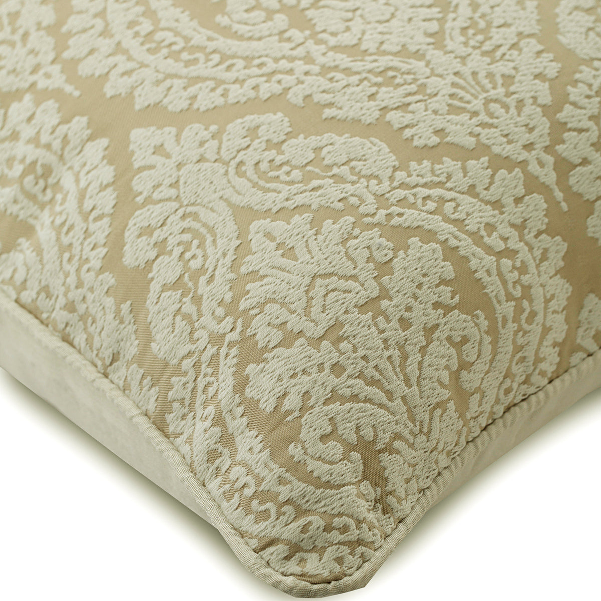 Ivory Jacquard Silk Decorative Euro Sham, Glow Ivory Damask – The ...