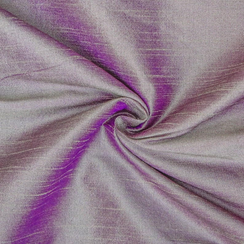 Cream & Purple Art Silk/Faux Silk Fabric by the Yard, 1 Yard Cream Sil ...