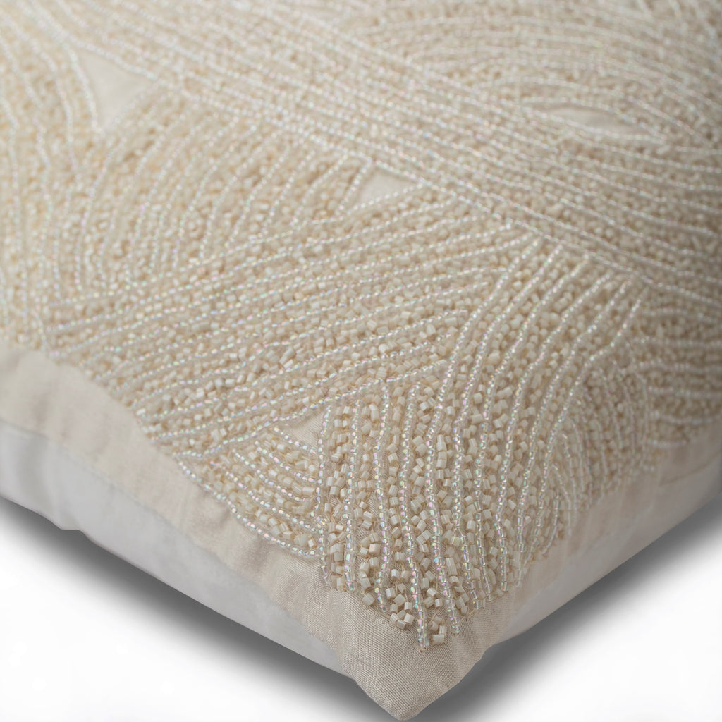 Ivory Art Silk Beaded Throw Pillow Cover, Ivory Galaxy – The HomeCentric