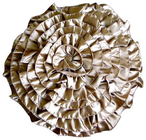 Crushed Art Silk Ivory Round Decorative Pillow Cover - Vintage Ruffles ...