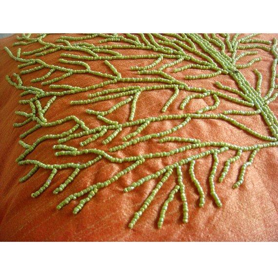 Orange Art Silk Decorative Euro Sham, Money Tree – The HomeCentric