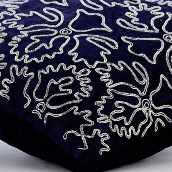 Navy Blue Velvet Throw Pillow Cover, Silver Periwinkle – The HomeCentric